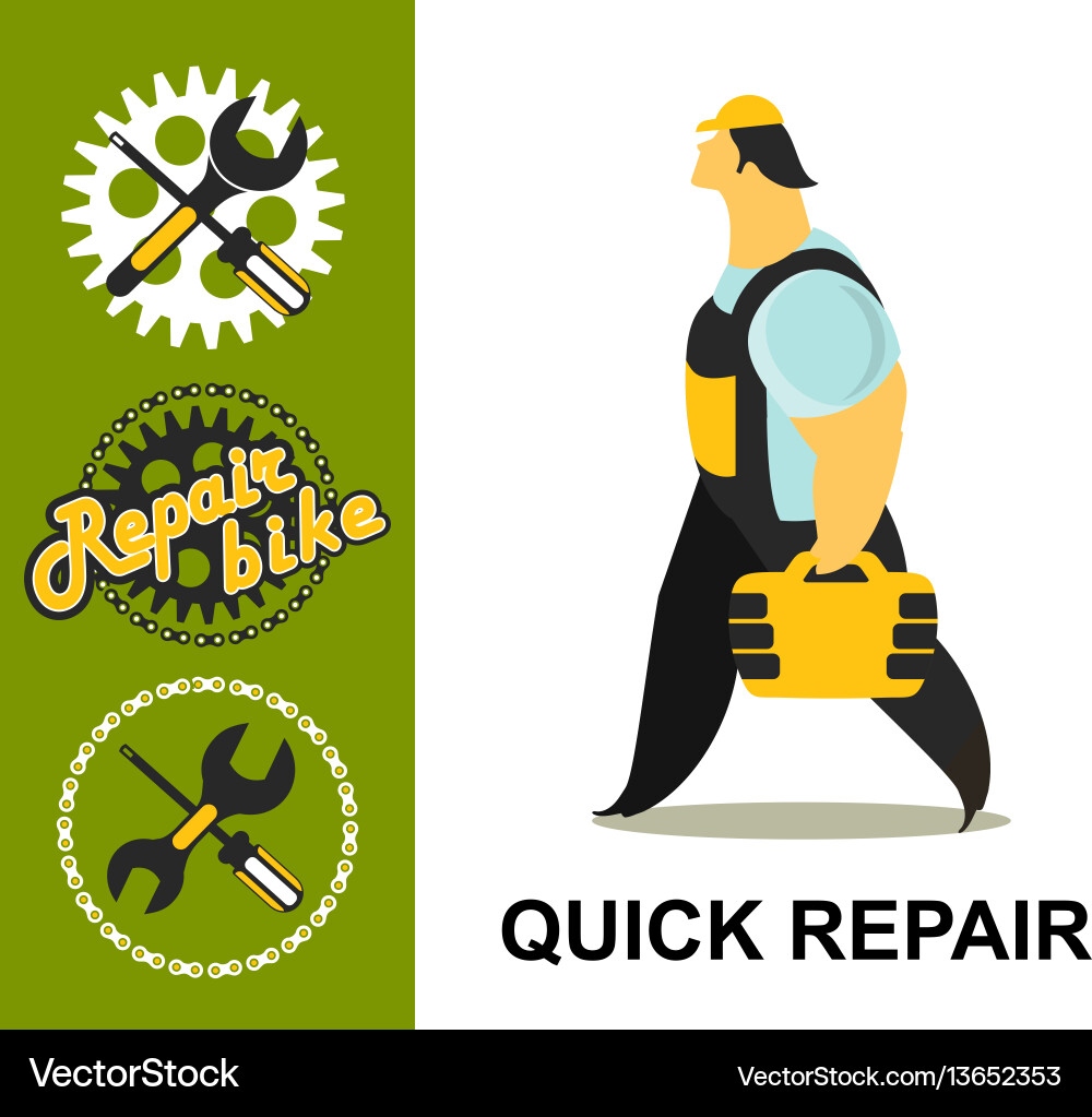 Bicycle repair Royalty Free Vector Image - VectorStock