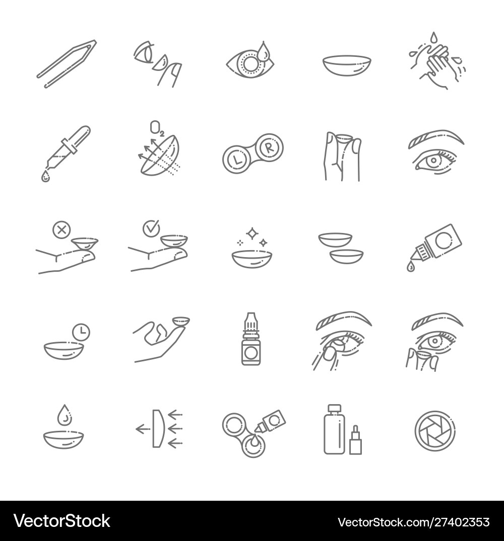Contact lenses icon set flat design style Vector Image