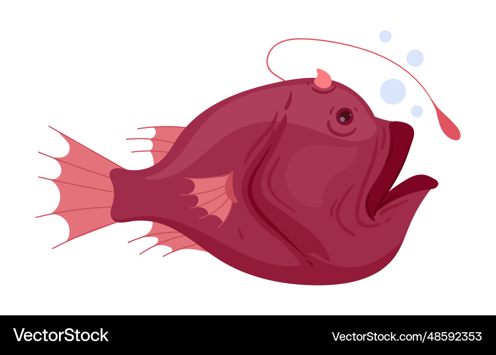 Deep sea anglerfish underwater monkfish predator Vector Image