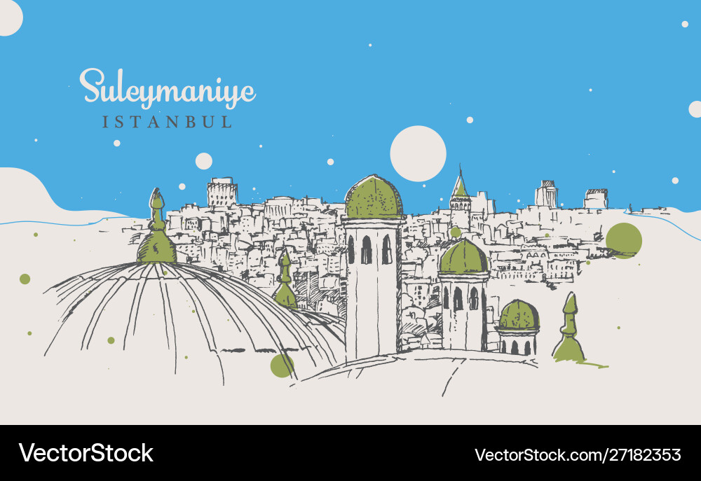 Drawing sketch suleymaniye Royalty Free Vector Image