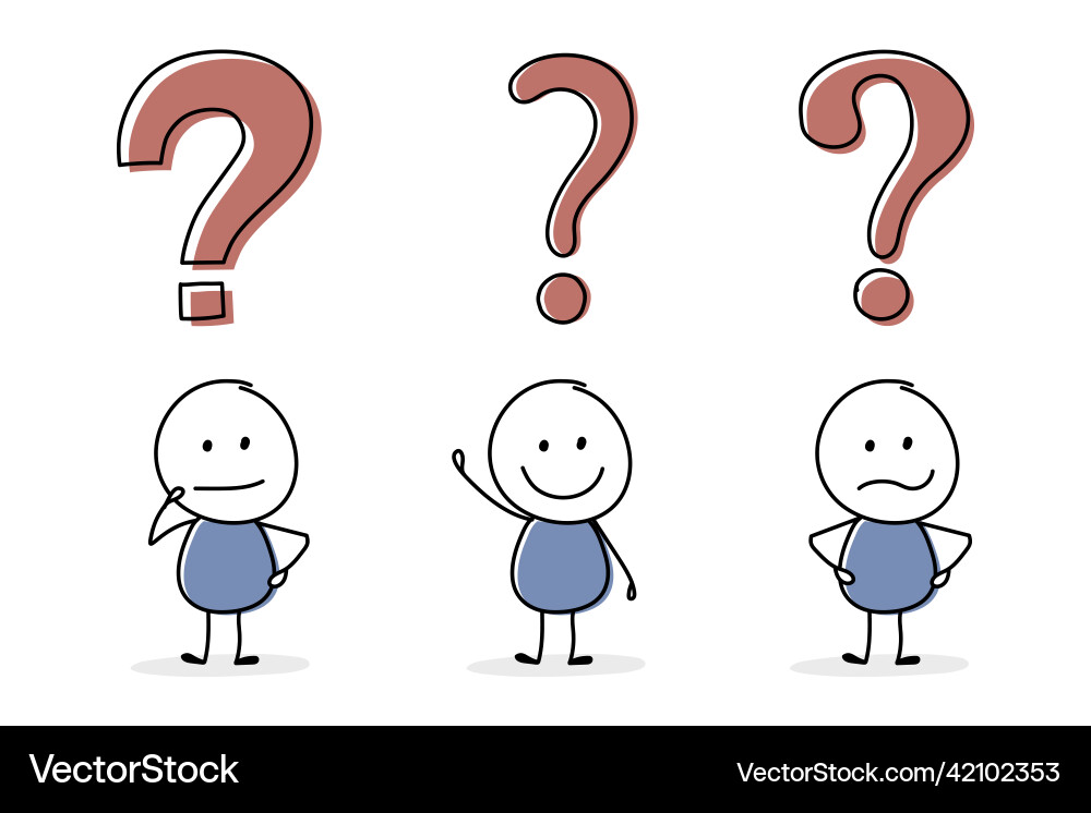 Funny stickman with question mark symbol icon set Vector Image