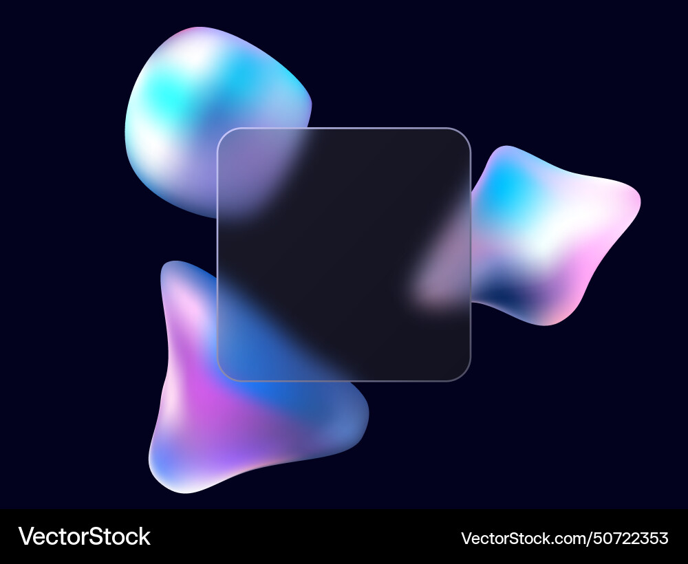 Glass morphism concept with 3d geometric shapes Vector Image