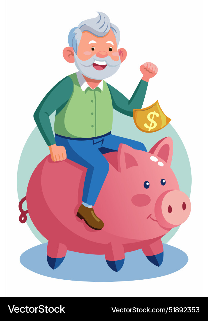 Joyful senior saving for retirement Royalty Free Vector