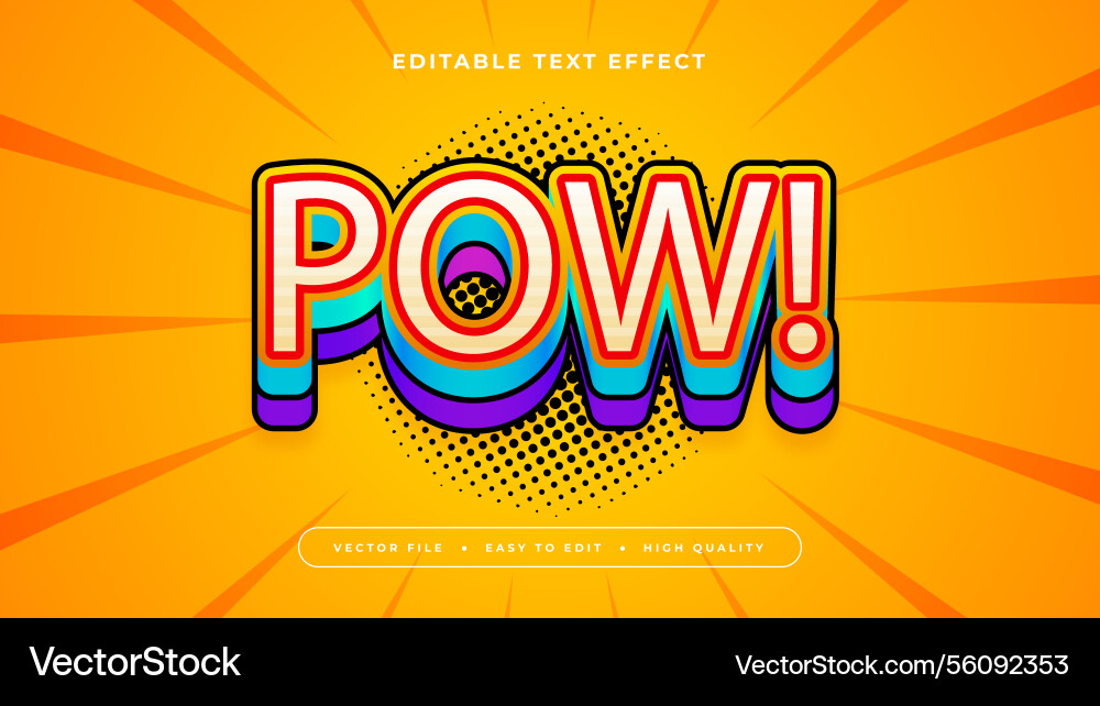 Orange purple violet and blue pow 3d editable Vector Image
