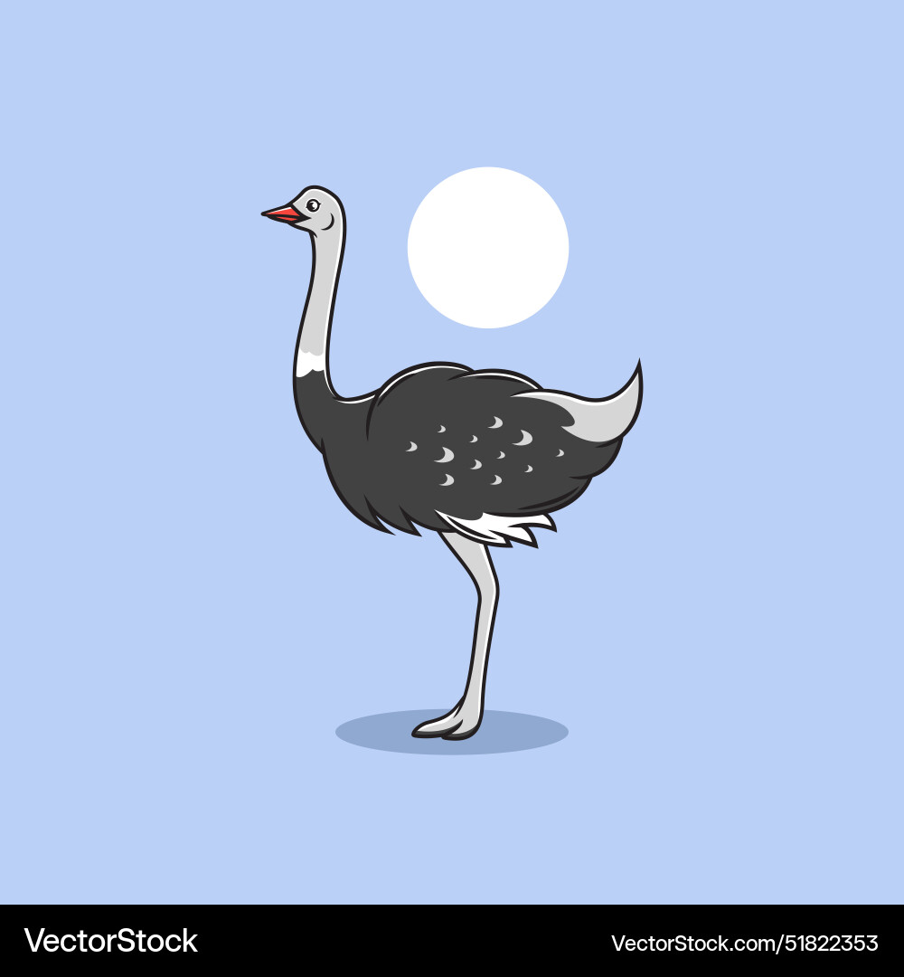 Ostrich clipart flat Royalty Free Vector Image