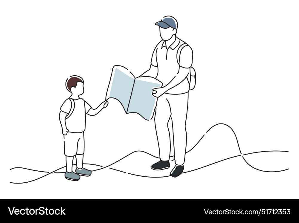 Parent and child checking evacuation route Vector Image