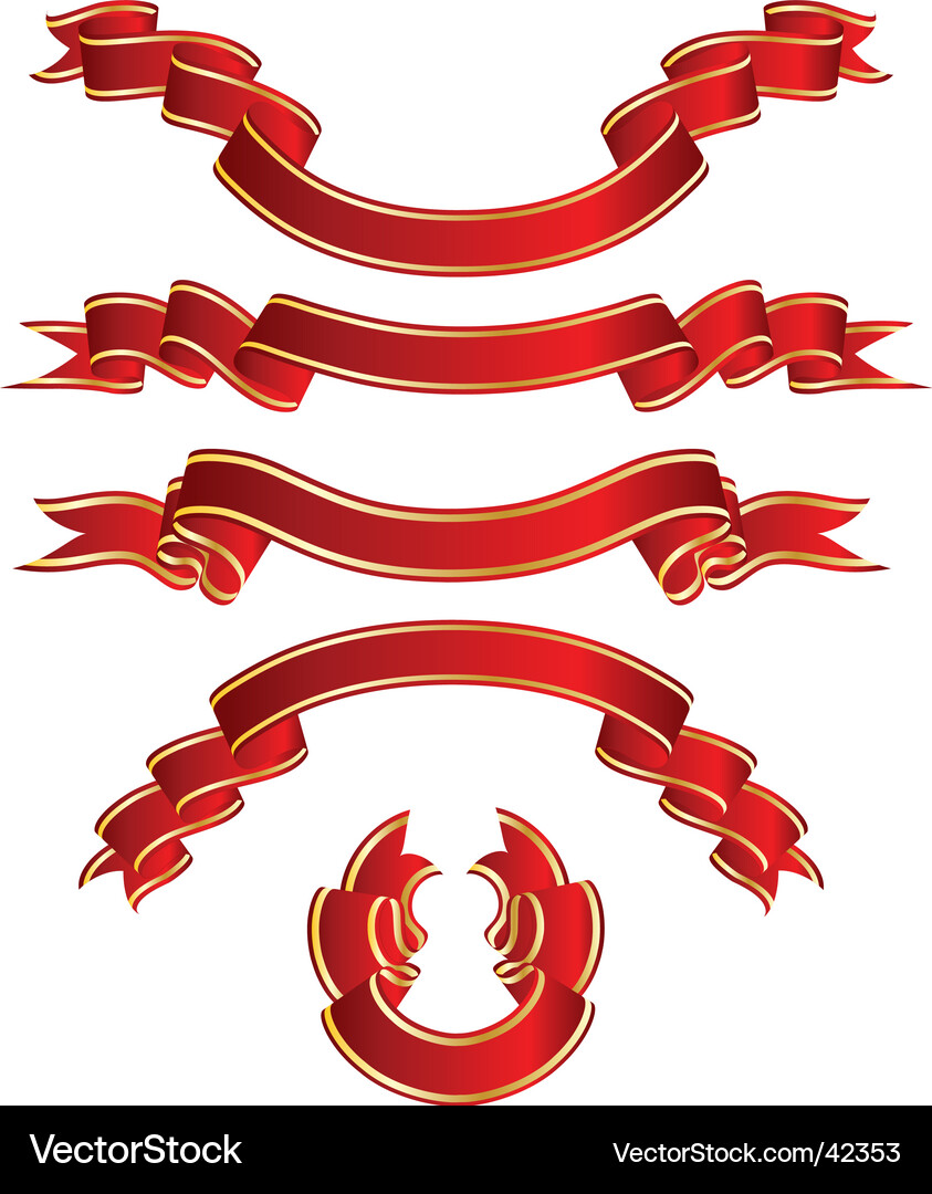 Red Ribbon Set Royalty Free Vector Image - VectorStock