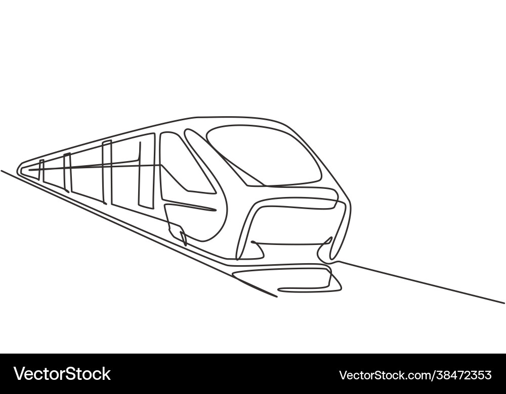 Single one line drawing train seen from Royalty Free Vector