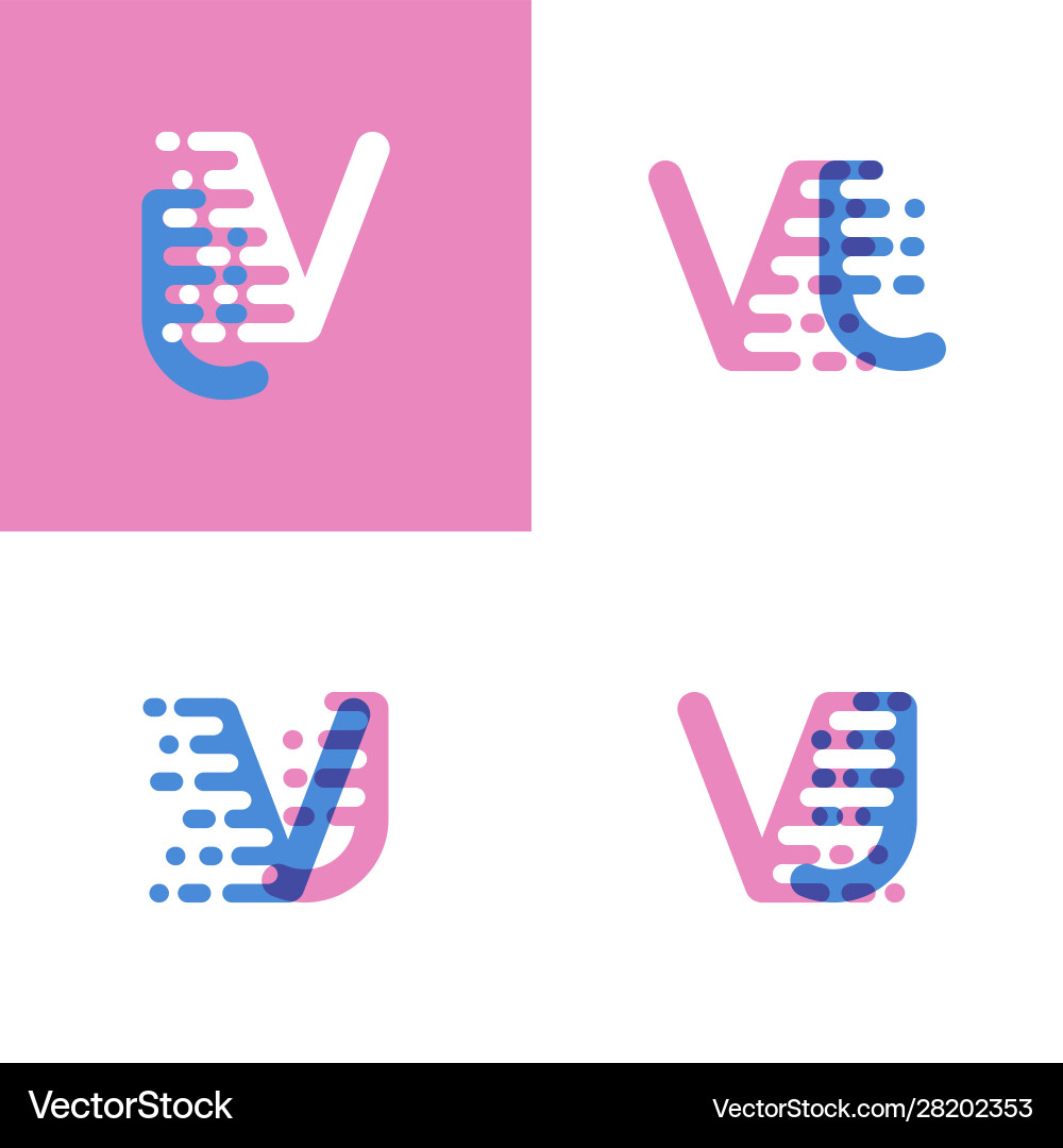 Vj Buchstaben Logo mit Akzent Geschwindigkeit weich rosa