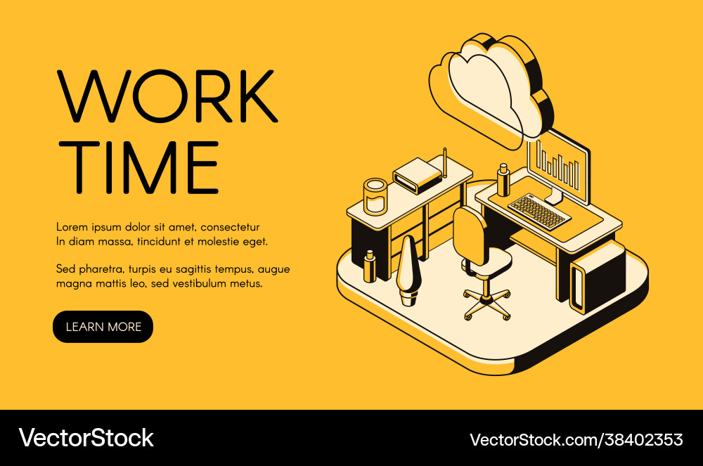 Work time and office workplace Royalty Free Vector Image