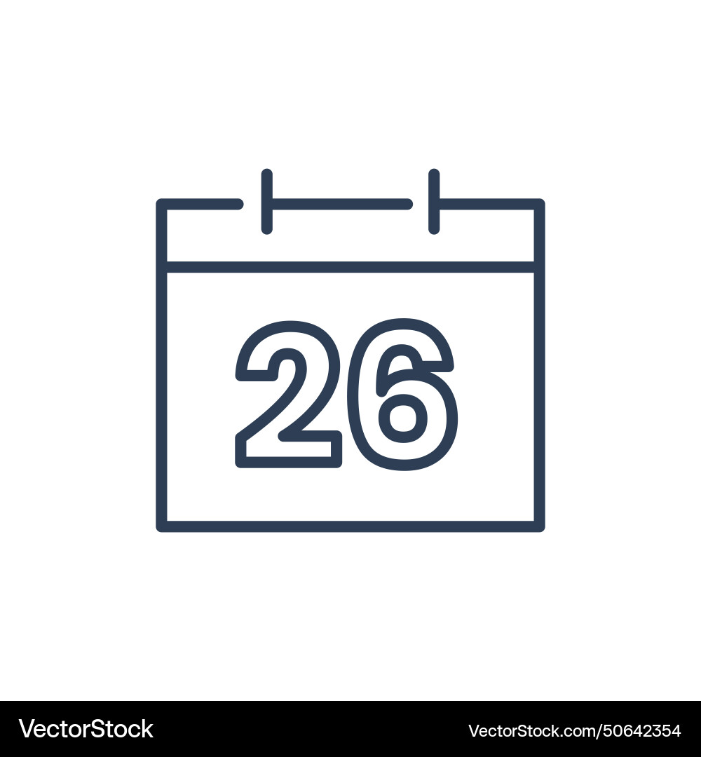 26 calendar icon date for appointment Royalty Free Vector