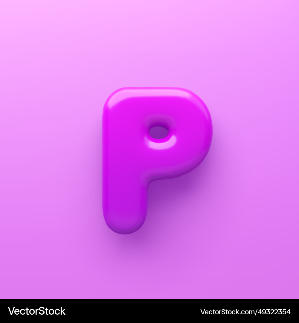 3d purple letter p with a glossy surface Vector Image
