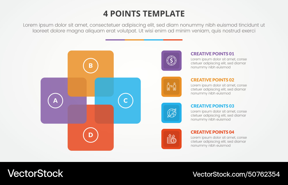 4 points stage list template infographic concept Vector Image