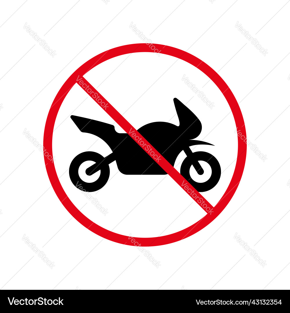 Ban motorcycle black silhouette icon restricted Vector Image