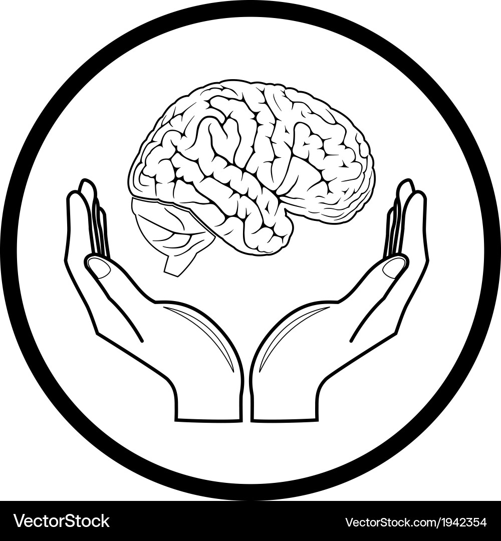 Brain Health Icon - Hands Support Royalty Free Vector Image
