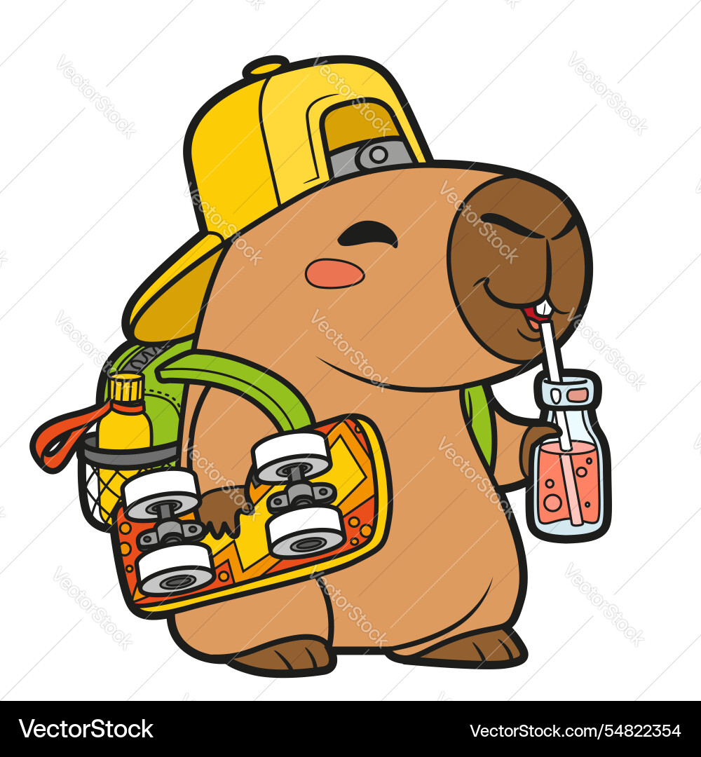 Cute cartoon capybara in school backpack Vector Image
