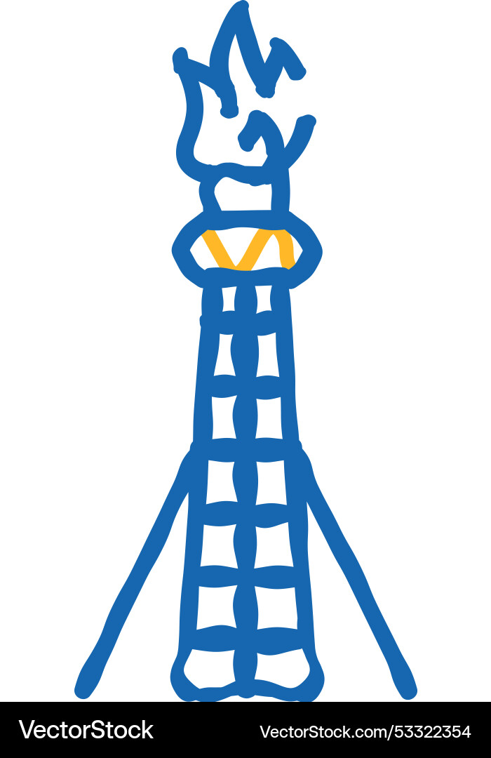 Gas flaring petroleum engineer icon doodle Vector Image