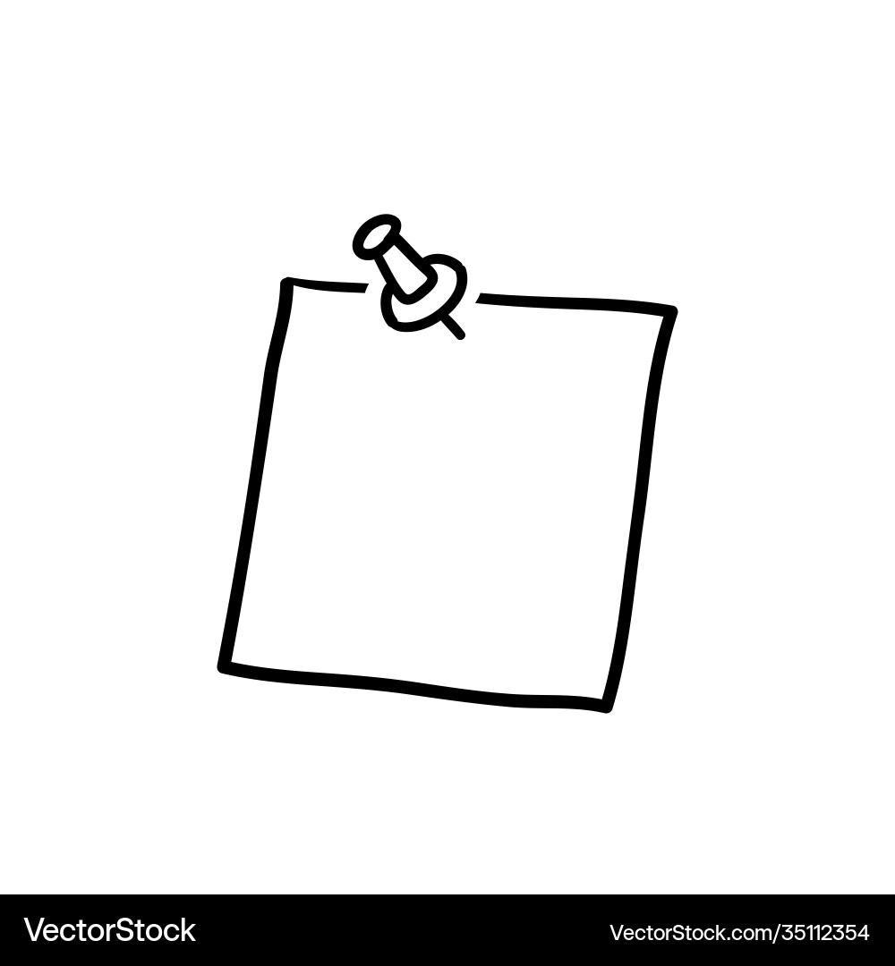 Hand drawn note paper with push button icon Vector Image