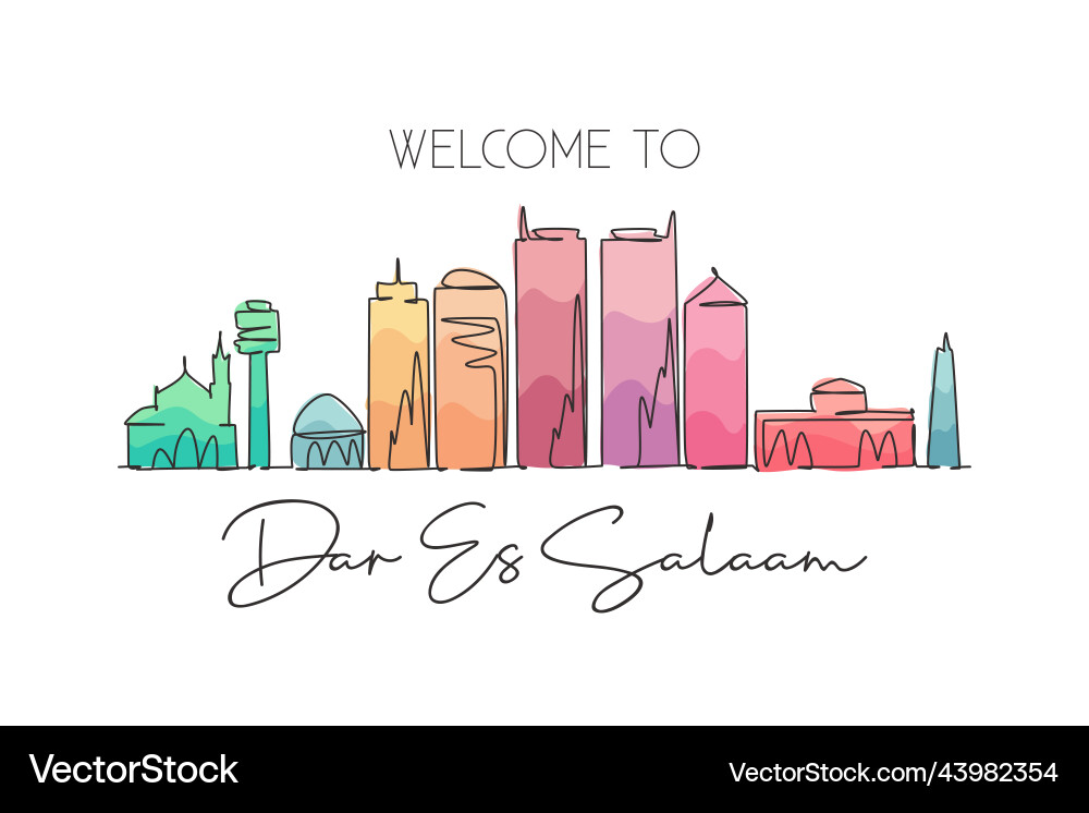 One continuous line drawing of dar es salaam Vector Image