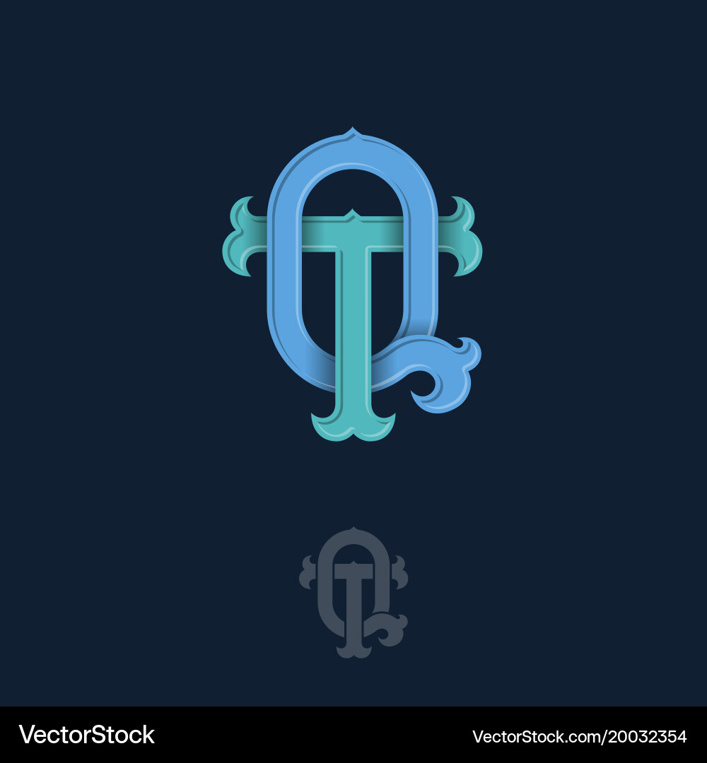 T q monogram Royalty Free Vector Image - VectorStock