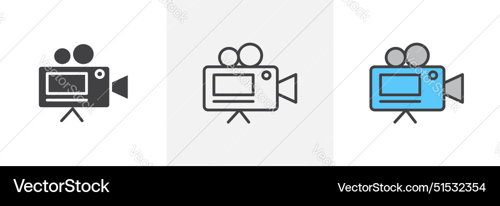 Video camera icon set recording symbol live Vector Image