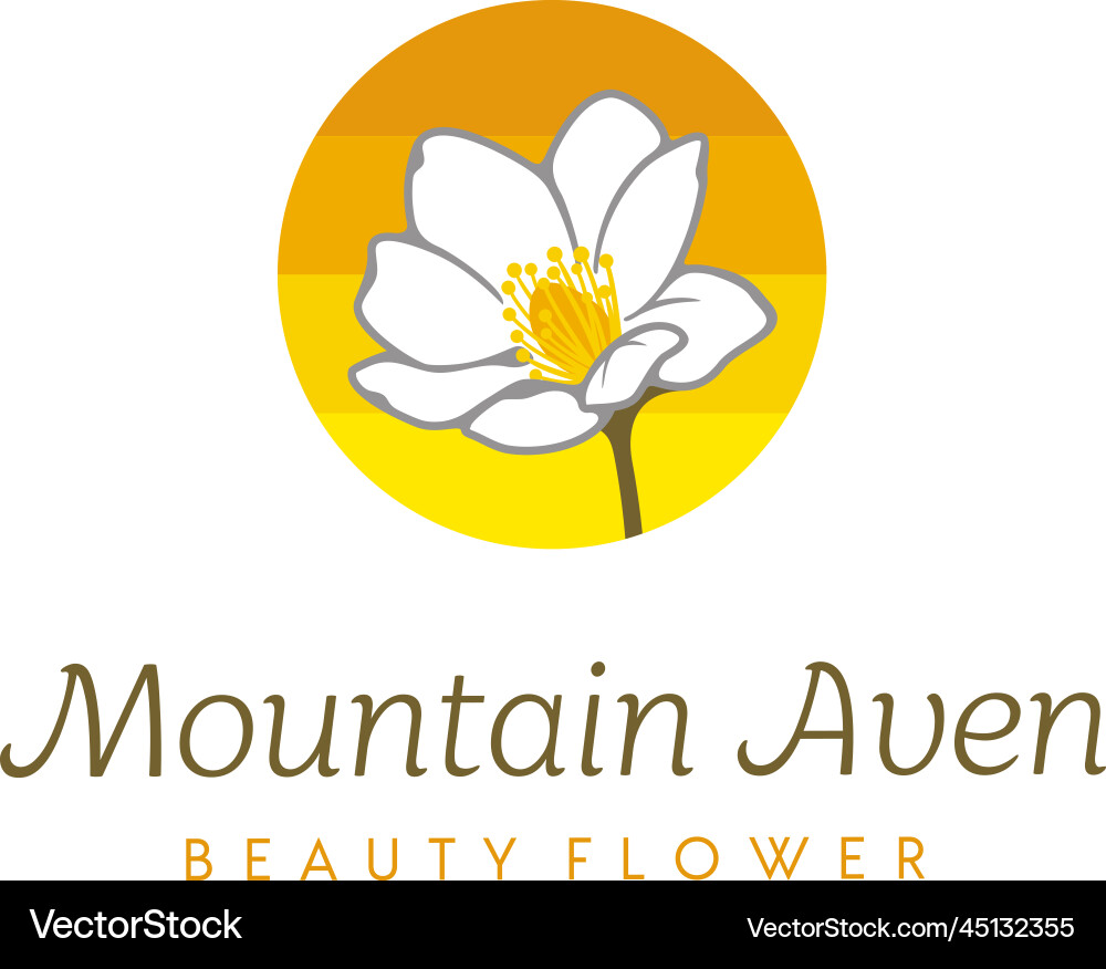 Artistic mountain aven flower logo Royalty Free Vector Image