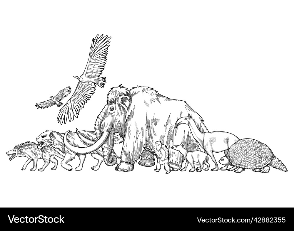 Composition of a graphic prehistoric animals Vector Image