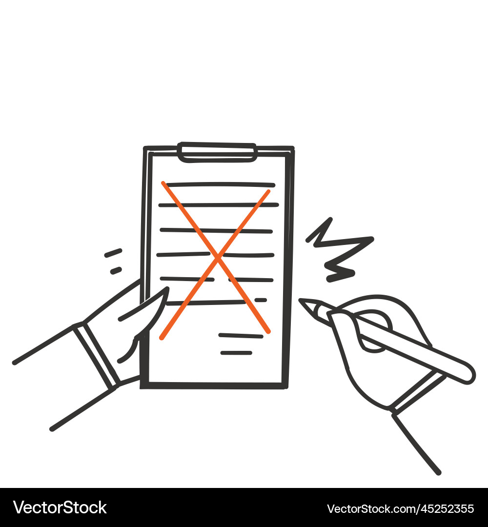 Hand drawn doodle contract sheet crossed out Vector Image