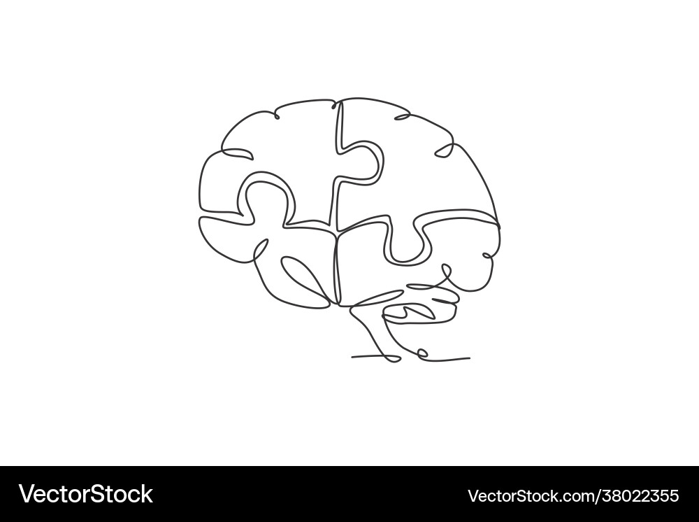 One single line drawing human brain forming Vector Image