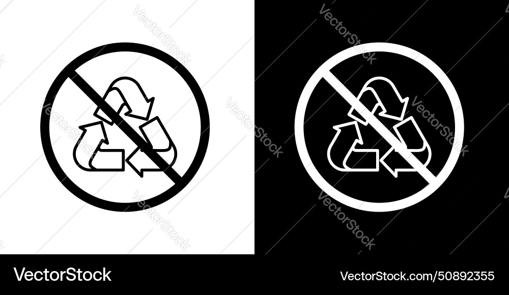 Recycle prohibition sign do not garbage Royalty Free Vector