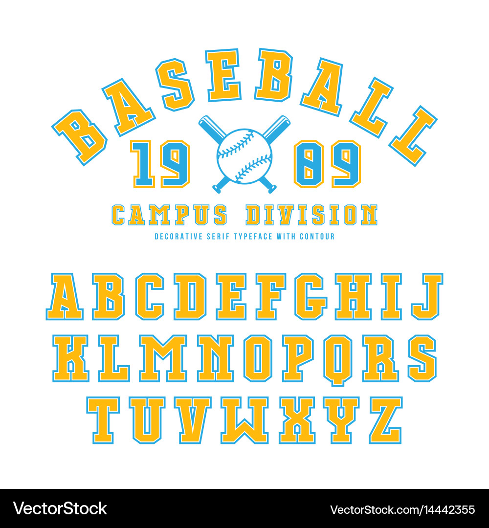 Serif Schriftart mit Kontur Lizenzfreies Vektorbild