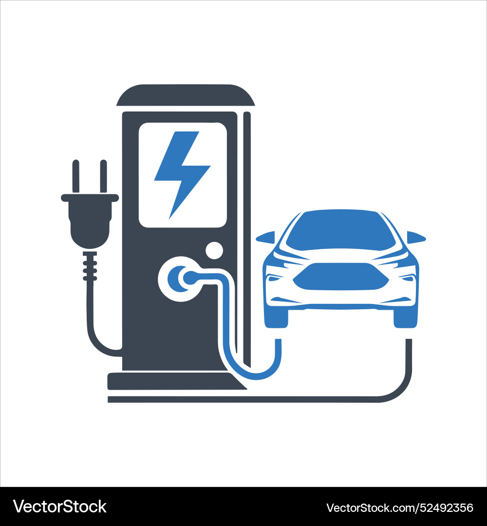 Car charging station icon electric Royalty Free Vector Image
