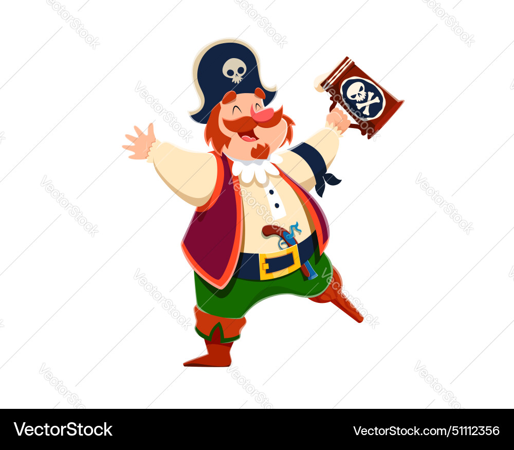 Cartoon funny pirate captain character with beer Vector Image