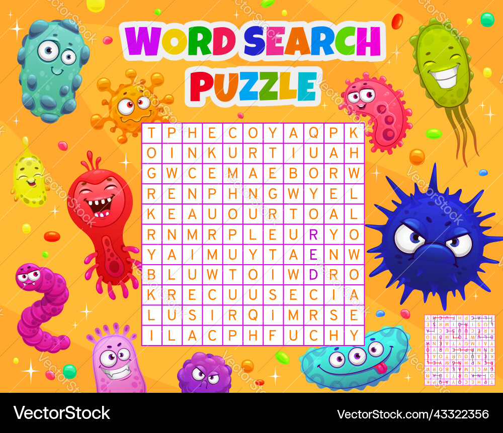 Cartoon viruses germs and microbes word puzzle Vector Image