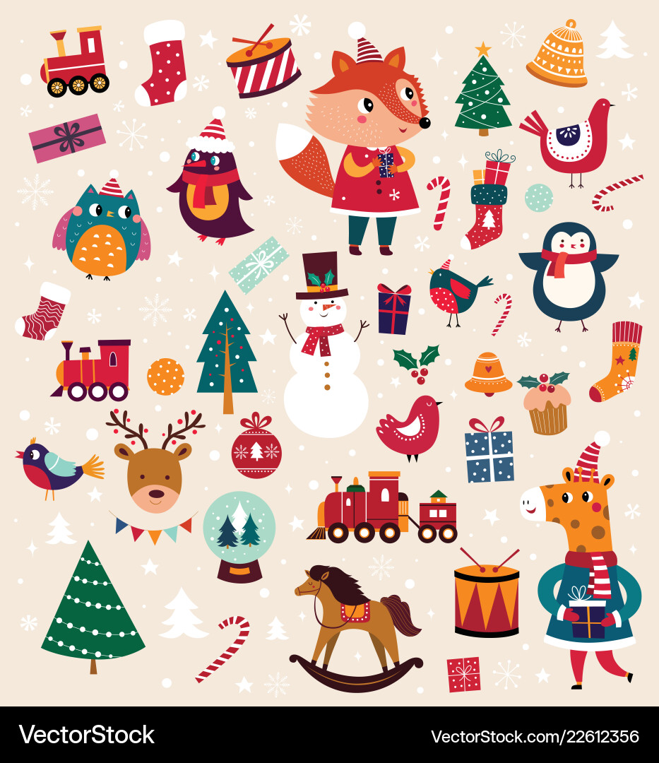 Christmas Holiday Icons Set Royalty Free Vector Image