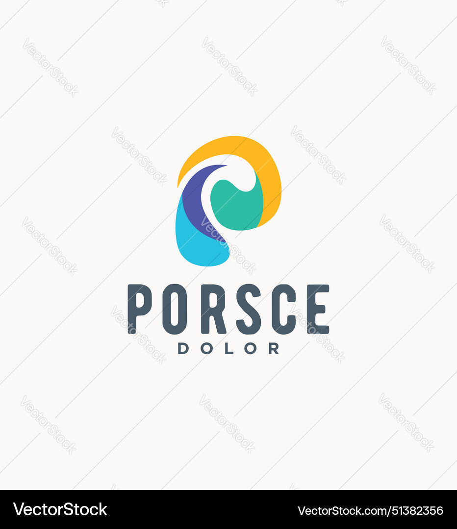 Colorful abstract letter p logo design creatiive Vector Image