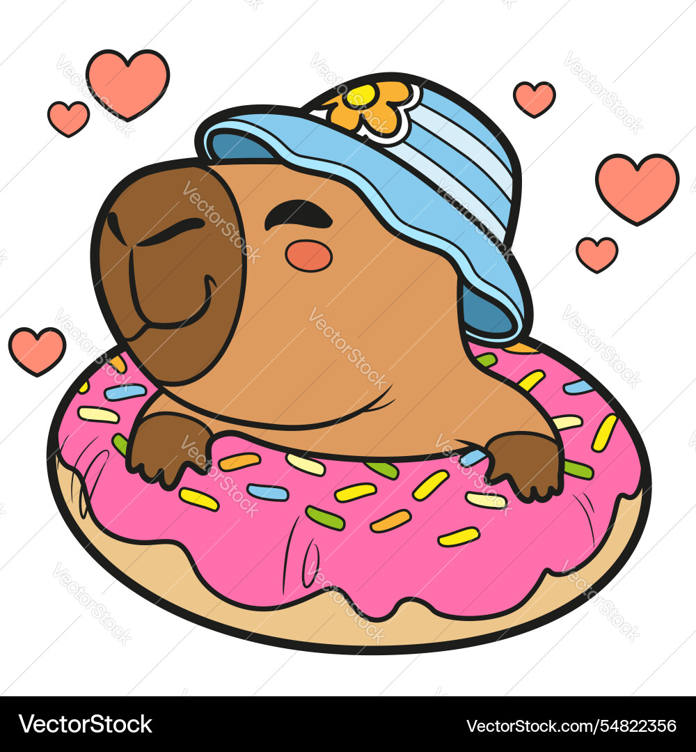Cute Capybara with Panama Hat Royalty Free Vector Image