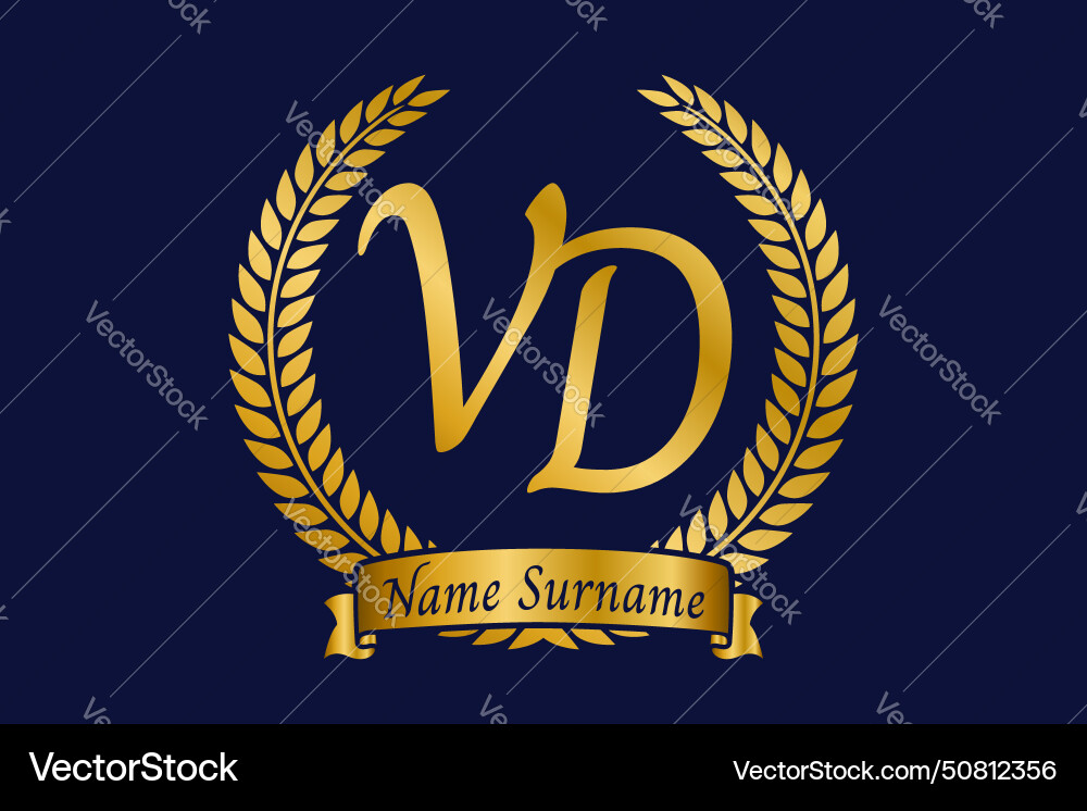 Initial letter v and d vd monogram logo design Vector Image