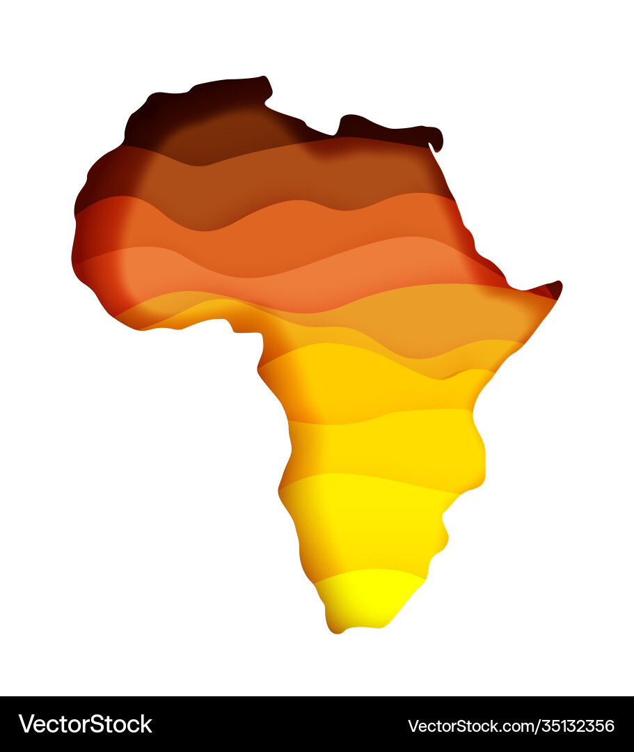 Layered paper cut style map africa Royalty Free Vector Image