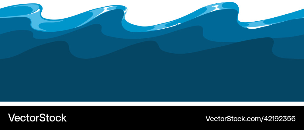 Ocean waves cartoon water surface seamless Vector Image