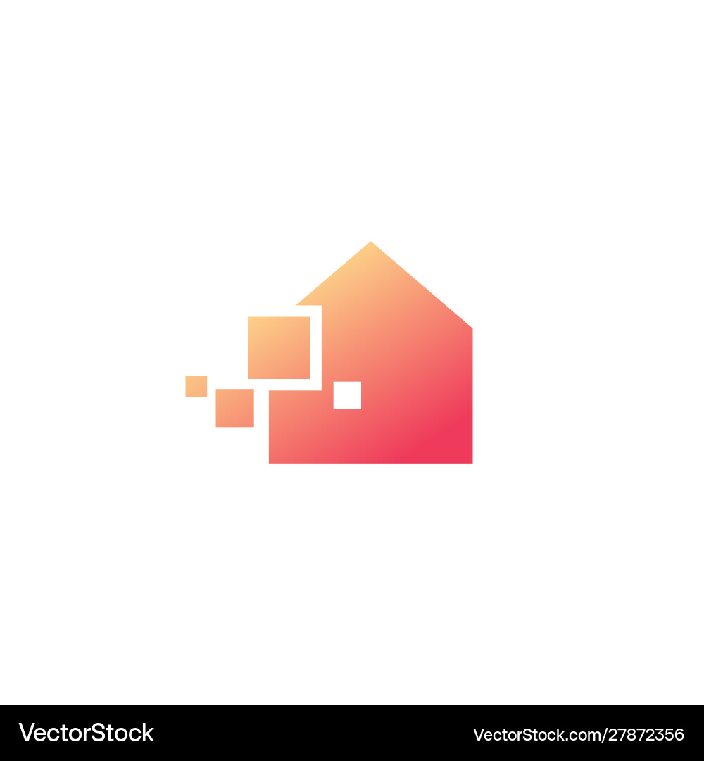 Tech pixel smart house logo icon Royalty Free Vector Image