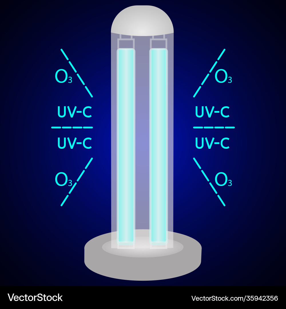 UVC Disinfection Lamp - UV-C Sterilization Vector Image