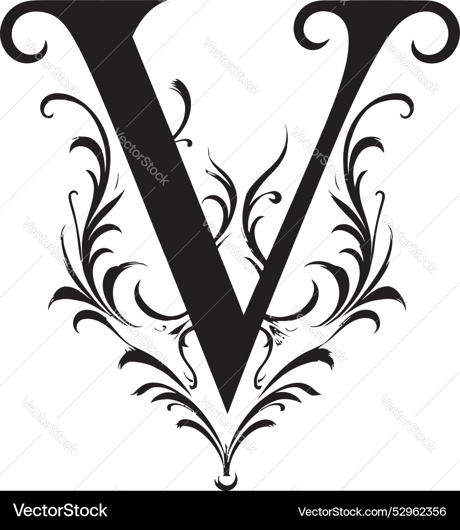 Vogue symphony trendy font v decor valiant Vector Image