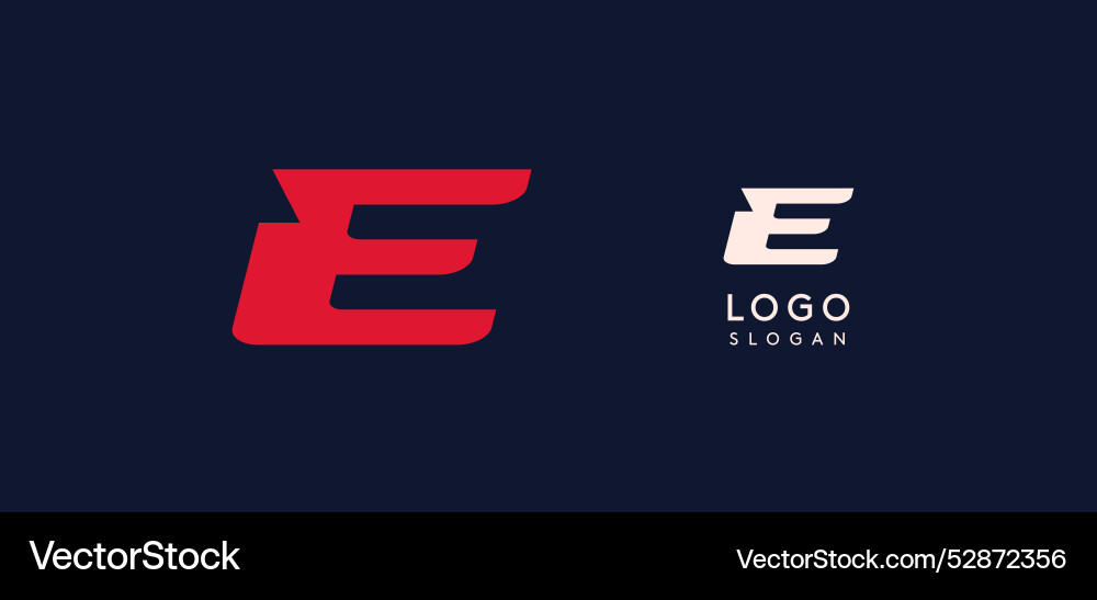 Wide bold red letter e modern dynamic logo for Vector Image