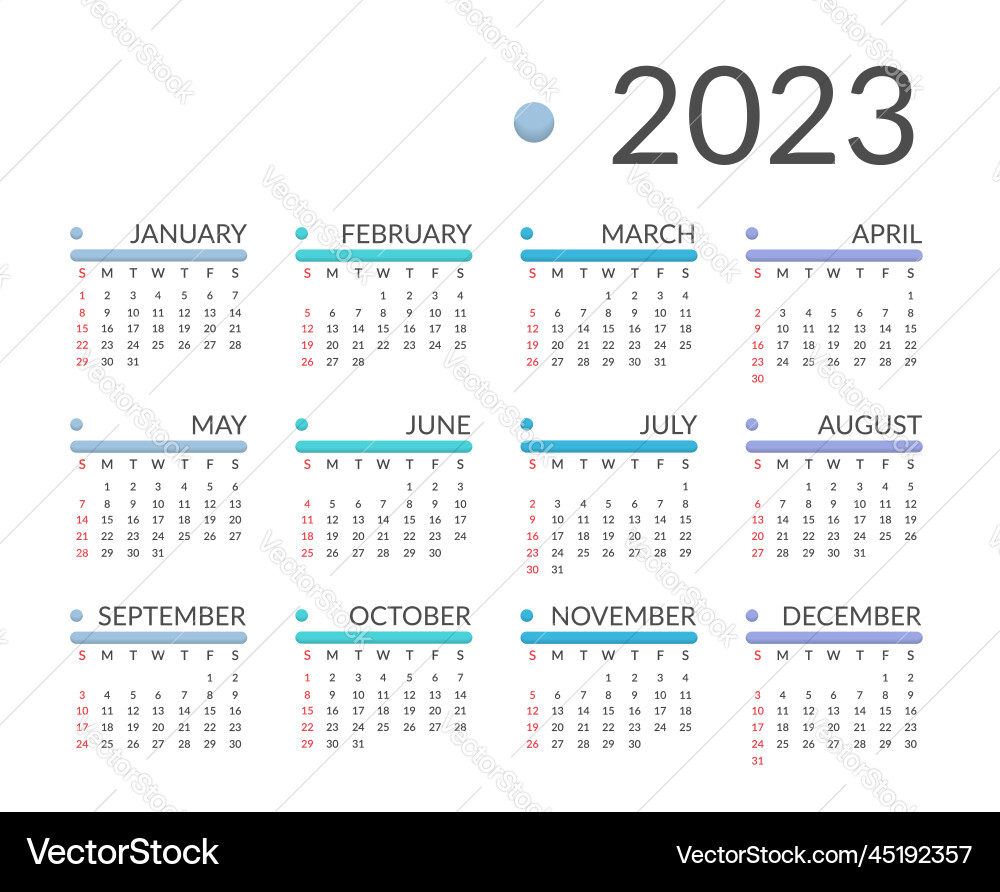 2023 calendar Royalty Free Vector Image - VectorStock
