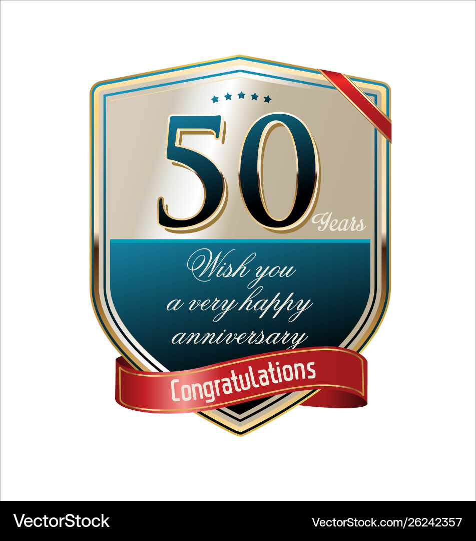 Anniversary golden label 50 years Royalty Free Vector Image