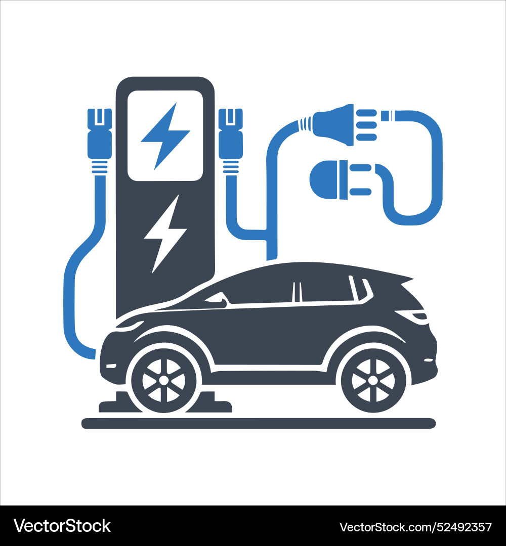 Car charging station icon electric Royalty Free Vector Image