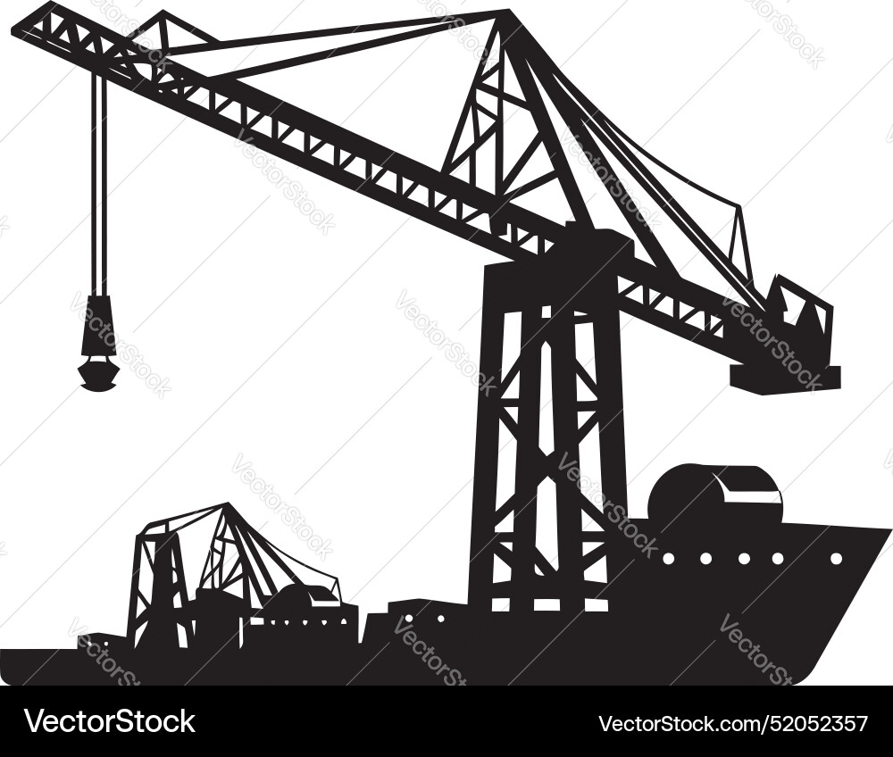 Cargo loading terminal icon port crane graphics Vector Image