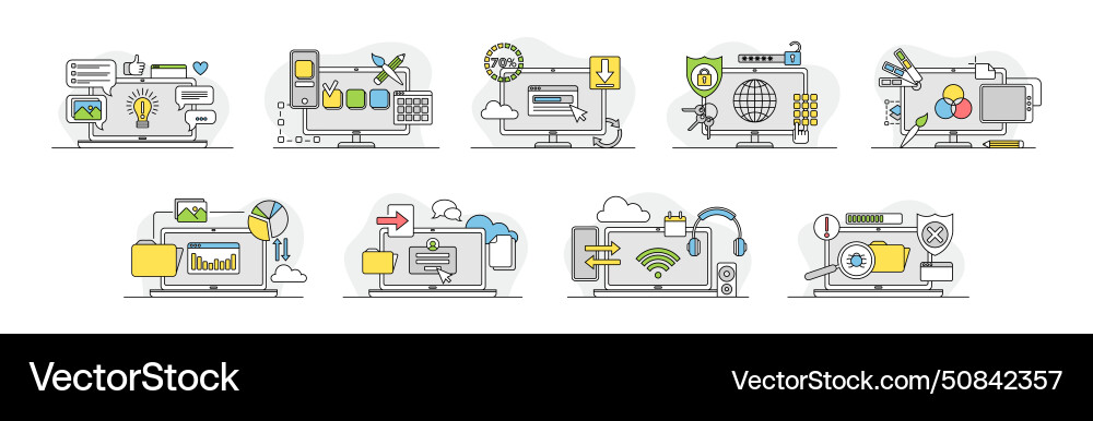 Computer as web network electronic device Vector Image