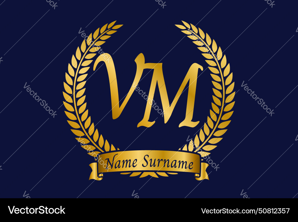 Initial letter v and m vm monogram logo design Vector Image